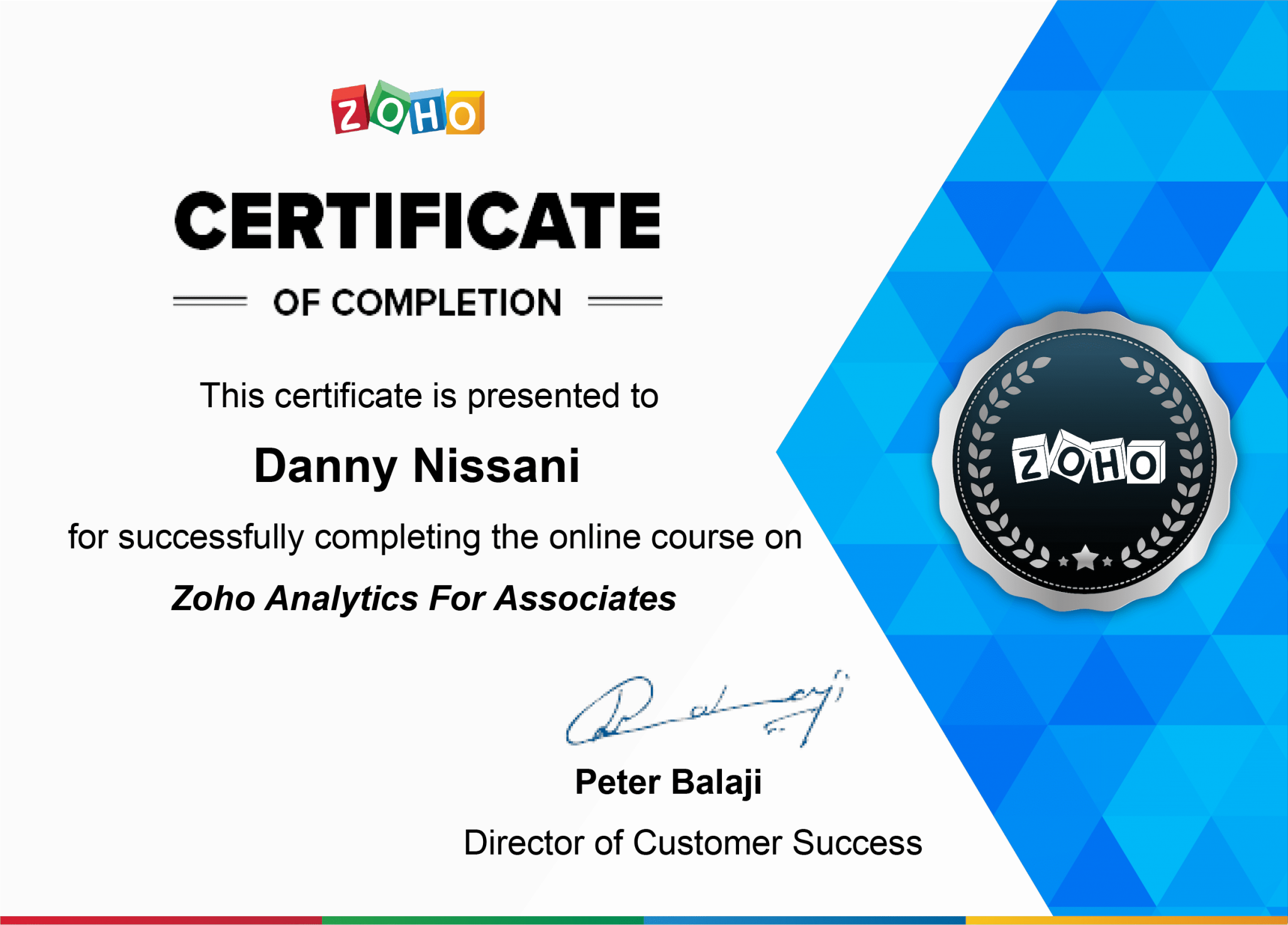 Zoho Analytics Certificate – Go Biz IT – Awesome Zoho Advanced Partner